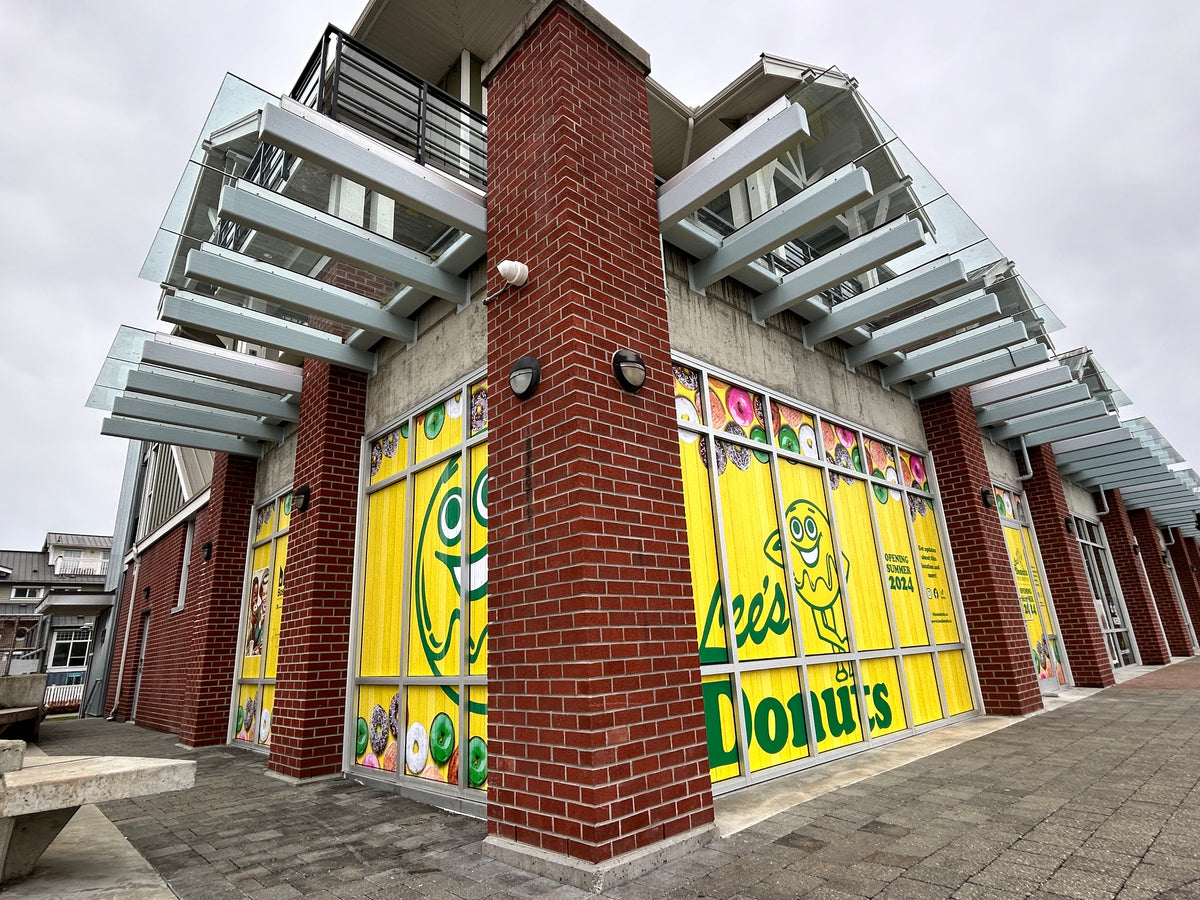 Lee's Donuts Hoarding Window - Exterior Window Vinyl — Blast Media Inc